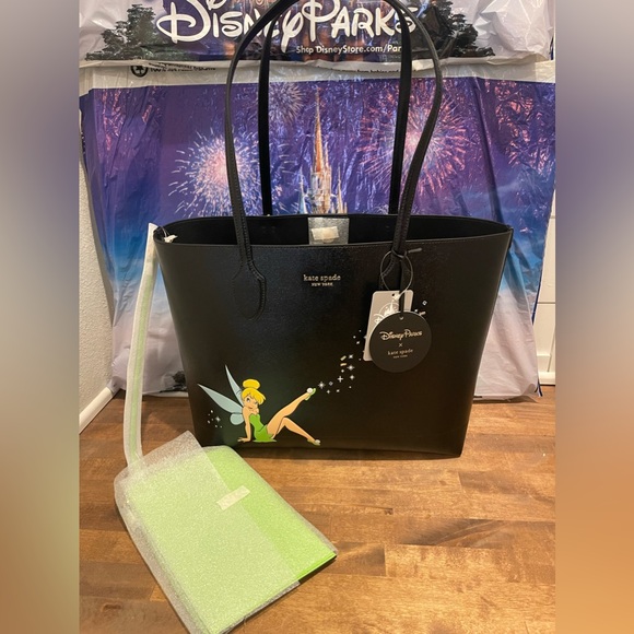 kate spade | Bags | Disney X Kate Spade Tinker Bell Tote Bag Clutch Set ...
